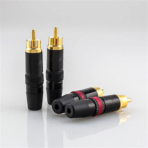 4PCS REAN Phono RCA Plugs Gold Plated Red White NYS373 HIFI Audio