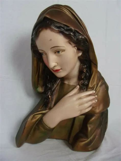 STATUE ANCIENNE EN plâtre buste Sainte Vierge Marie EUR 44 99