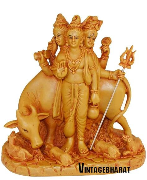 Resin Statue Trimurti Brahma Vishnu Mahesh Idol Lord Dattatreya