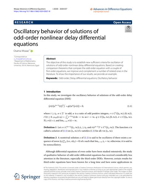 pdf oscillatory behavior of solutions of odd order nonlinear delay differential equations