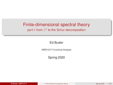 pdf finite dimensional spectral theory · finite dimensional spectral theory part i from cn to