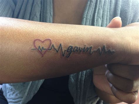 Heartbeat Line Tattoo With Name