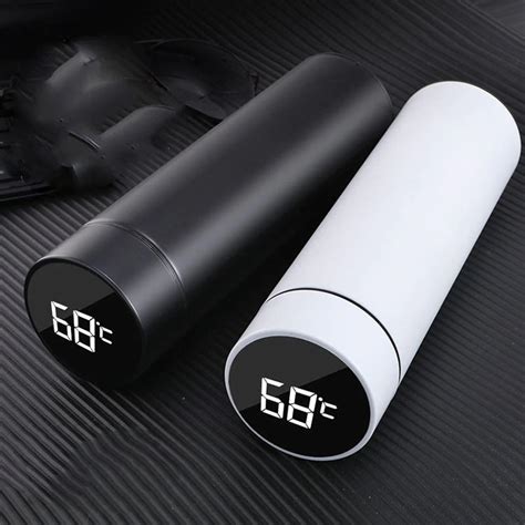 Garrafa T Rmica Em A O Inox Term Metro Digital Ml Led