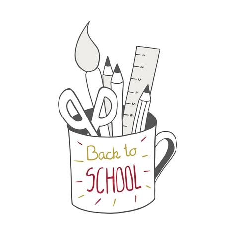 De Vuelta A La Escuela Taza Grande Con Regla Palos L Pices Pincel