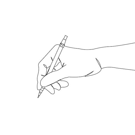 Lápiz de sujeción de mano derecha de vector de línea continua Vector