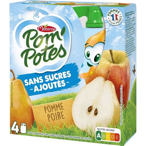 MATERNE COMPOTE POMME POIRE POM POTES SANS SUCRE AJOUTE 4 Gourdes