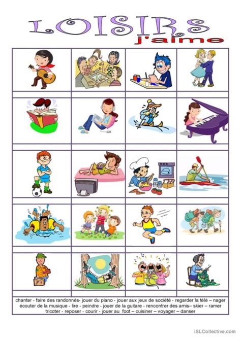 Loisirs Fran Ais Fle Fiches Pedagogiques Pdf Doc