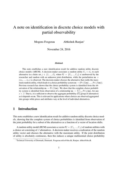 pdf a note on identification in discrete choice models with partial observability