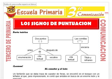 Los Signos de puntuación para Tercero de Primaria Escuela Primaria