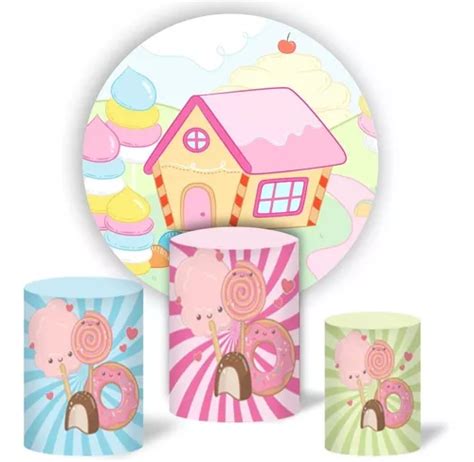 Kit Painel Redondo Capas De Cilindro Doces
