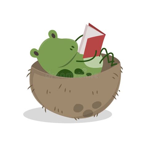 Cute Frog Reading A Book Stock Vector Illustration Of Book