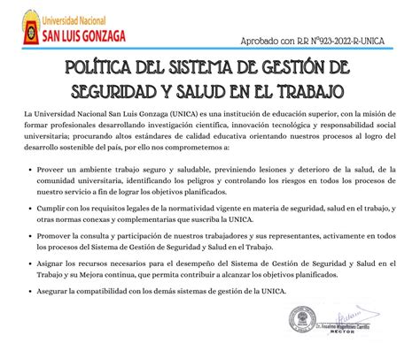 Sistema De Gesti N De Seguridad Y Salud En El Trabajo Para El A O