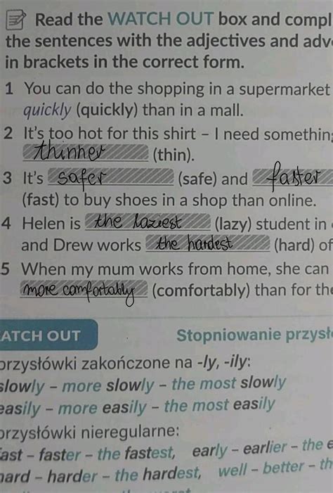 5 Read The WATCH OUT Box And Complete The Sentences With The Adjectives