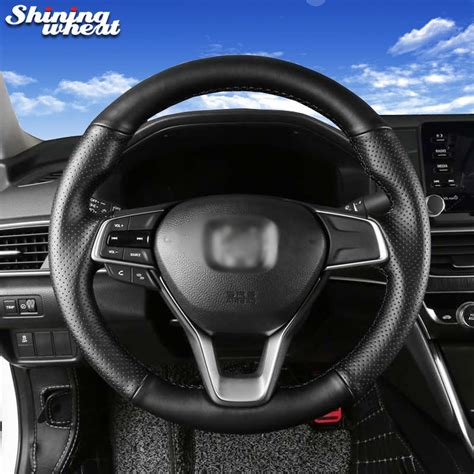 Shining Wheat Hand Stitched Black Artificial Leather Car Steering Wheel