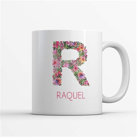 Taza Personalizada Inicial Flores Recuerdos Baby