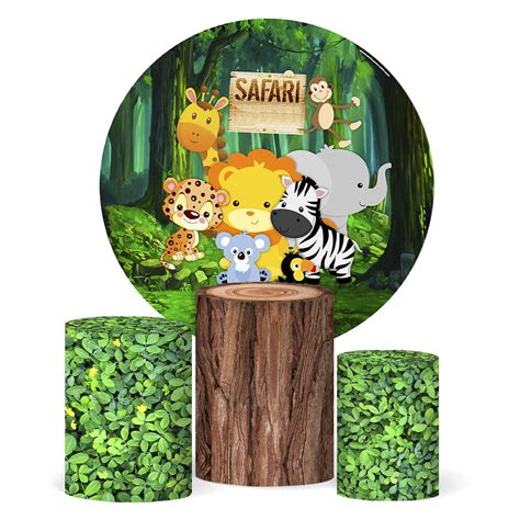 Kit Painel Redondo 3 Capas Cilindro Safári em Tecido Pistache Decor