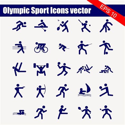 Un conjunto de íconos que incluyen íconos deportivos olímpicos