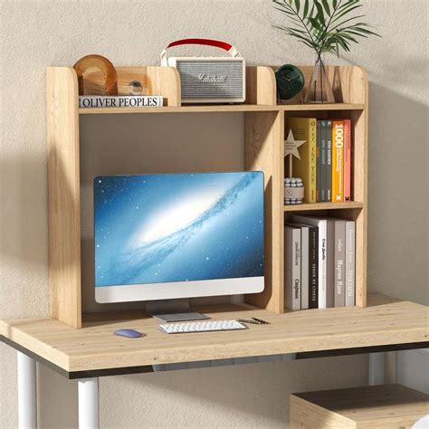 Tangkula Desktop Bookshelf 3 Tier Multipurpose Countertop Hutch