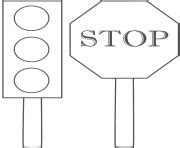 Coloriage Panneau Feux De Signalisation Securite Routiere JeColorie