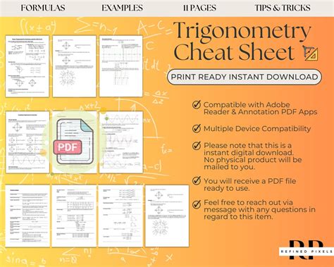 Trigonometry Cheat Sheet Trigonometry Formulas Learning Mathematics