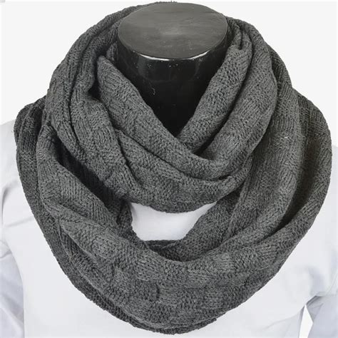Mens Women Winter Infinity Scarf Grid Cold Weather Scarves Muffler