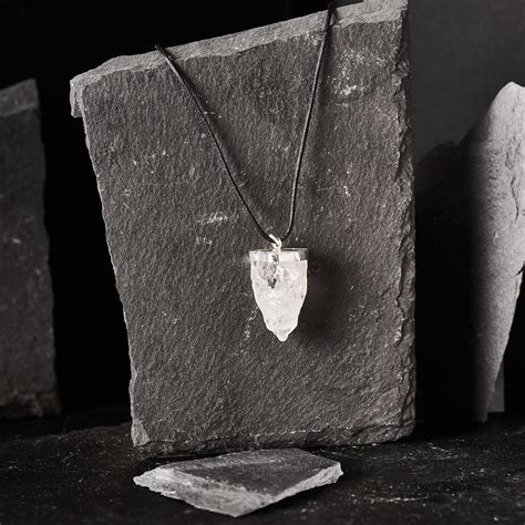 Raw Clear Quartz Pendant Necklace Natural Crystal Stone Etsy