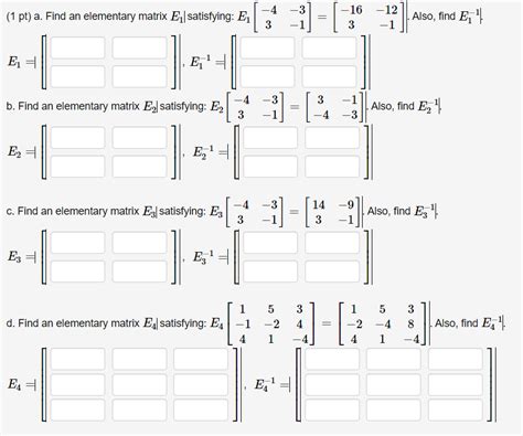 solved 1 pt a find an elementary matrix e1 satisfying