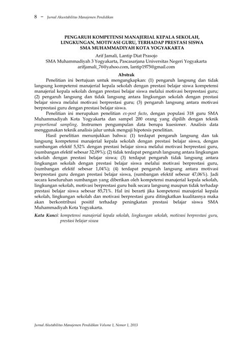 PDF PENGARUH KOMPETENSI MANAJERIAL KEPALA SEKOLAH LINGKUNGAN