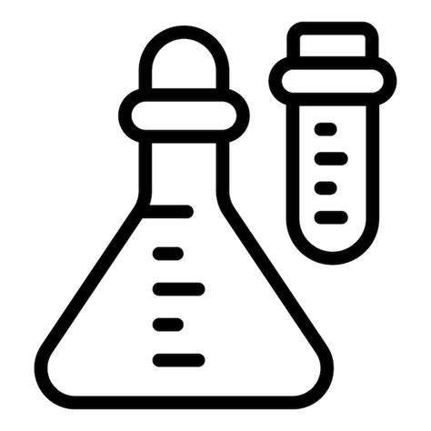 Vector de contorno del icono del frasco químico ciencia de laboratorio