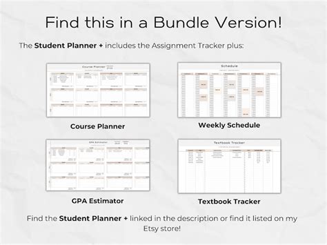 Assignment Tracker Spreadsheet Google Sheets Template Etsy