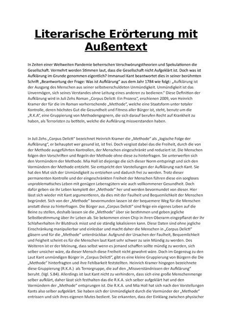 Literarische Erörterung mit Außentext Literarische Erörterung mit