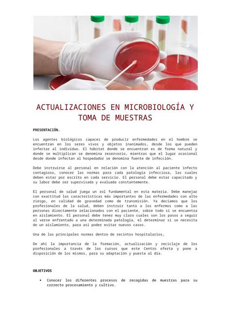 DOCX Actualizaciones en microbiología y toma de muestras DOKUMEN TIPS