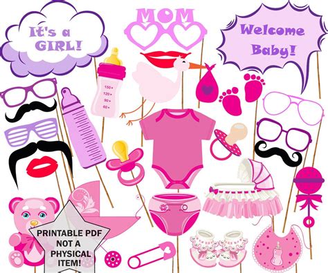 Baby Shower Photo Props Baby GIRL Props Its A Girl Printable Photo