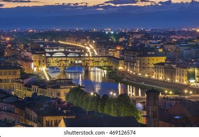Florence Ponte Vecchio Arch Bridge Twilight Stock Photo Edit Now