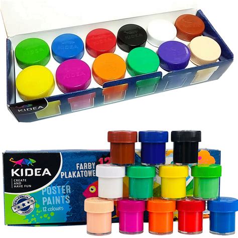 FARBY PLAKATOWE KIDEA PLAKATÓWKI 12 kolorów x 20ml 12692855817 Allegro pl