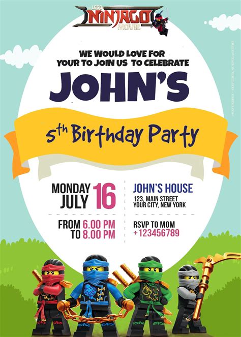 Free 7 Lego Ninjago Adventure Birthday Invitation Templates The Ninjas