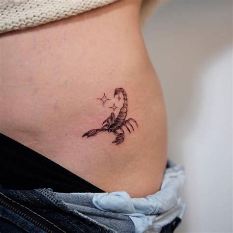 Scorpion Tattoo Located On The Hip Illustrative Style