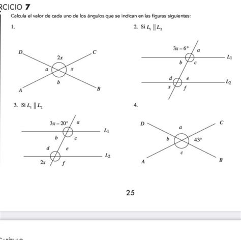 Ejercicio Calcula El Valor De Cada Uno De Los Ngulos Que Se Indican