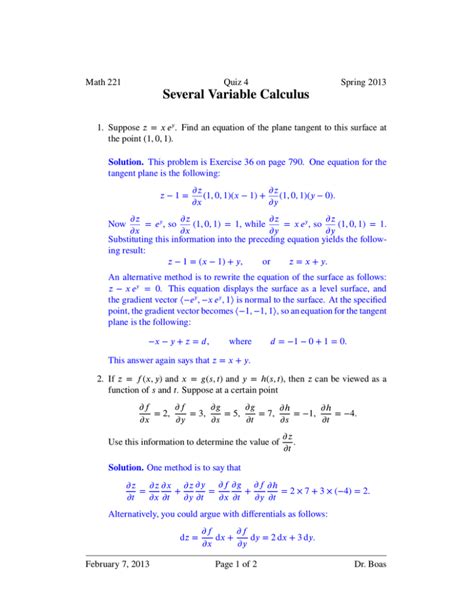 several variable calculus
