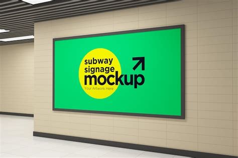Premium PSD Subway Horizontal Signage Mockup Billboard Mock Up