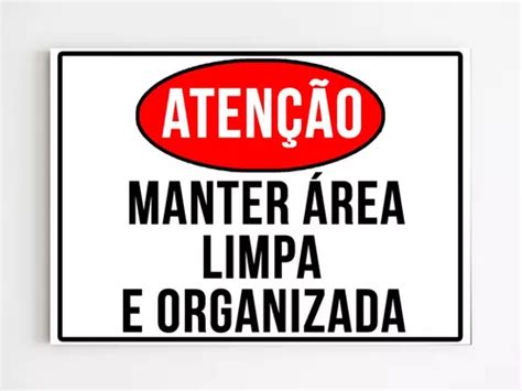 Kit 5 Placas De Sinalização Atenção Manter A Área Limpa Mdf