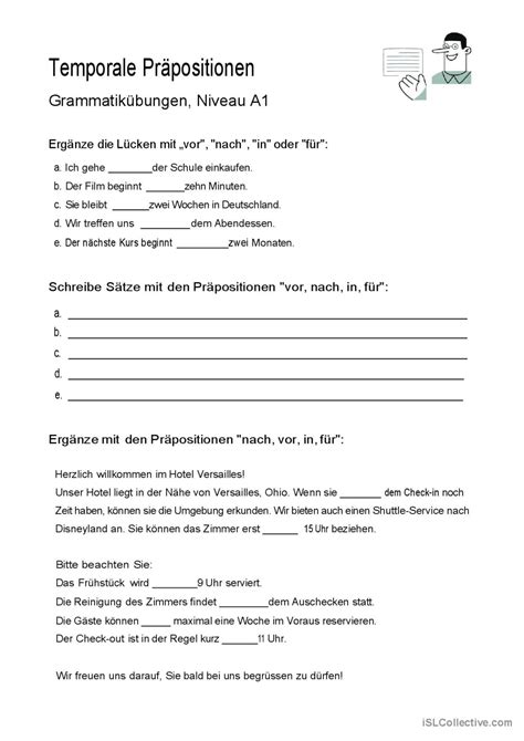 Temporale Präpositionen vor nach Deutsch DAF Arbeitsblätter pdf doc