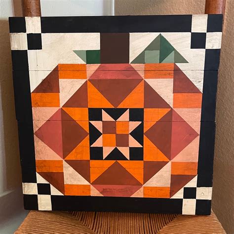 Pumpkin Barn Quilt Hand Painted Fall Decor Antiqued Etsy