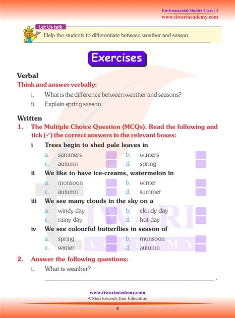 NCERT Solutions For Class 2 EVS Chapter 12 Weather And Seasons