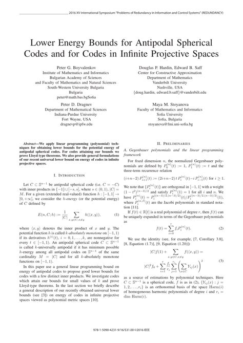 pdf lower energy bounds for antipodal spherical codes and for codes in infinite projective spaces