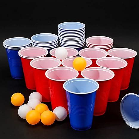 PIQIUQIU Beer Pong Becher Bierpong Becher Set 50 Becher 5 Bälle