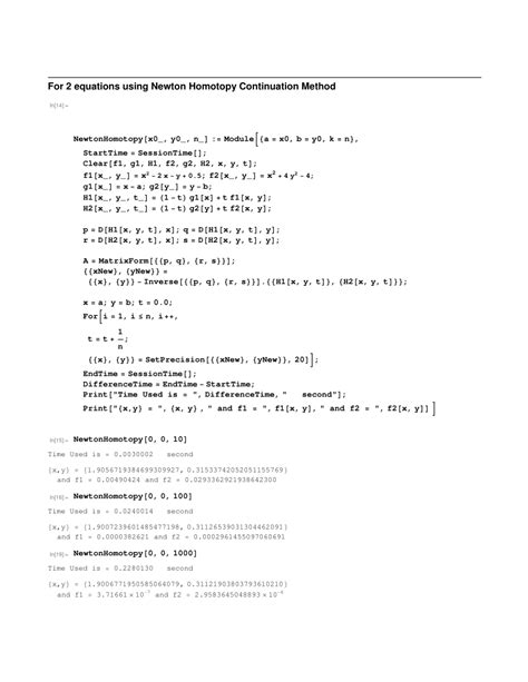 pdf program code of newton homotopy continuation method