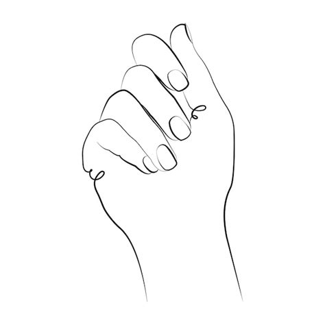 Mano femenina suave manicura arte lineal dibujo de una línea
