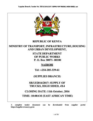 Fillable Online Transport Go Tenders Ministry Of Transport