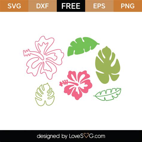 Free Tropical Flowers SVG Cut File Lovesvg